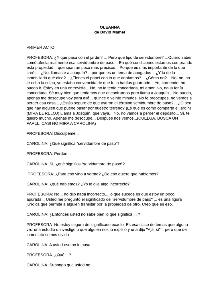 Análisis de "Oleanna" de Mamet | PDF | Enseñando | Maestros