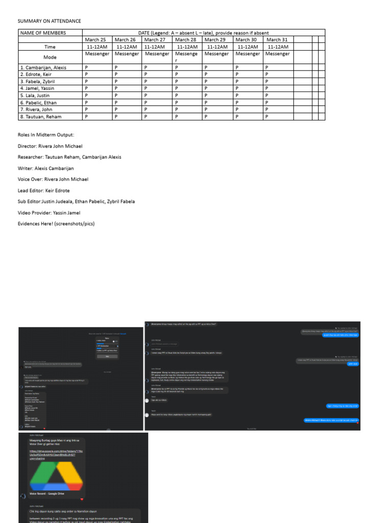 Summary of Task Assignment Attendance MIDTERM OUTPUT | PDF | Art