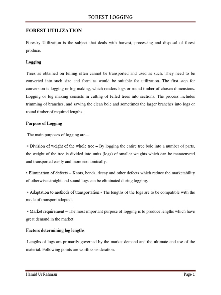 Forest Logging & Others Operations | PDF | Logging | Lumber