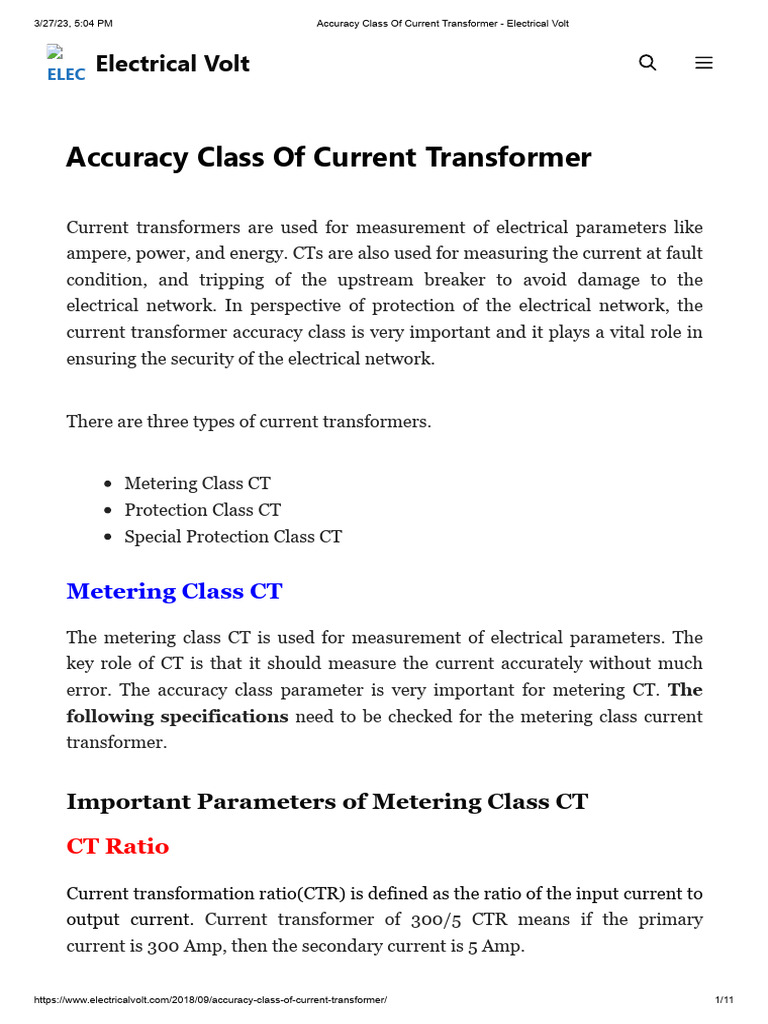 CT Accuracy Class | PDF | Equipment | Electric Power