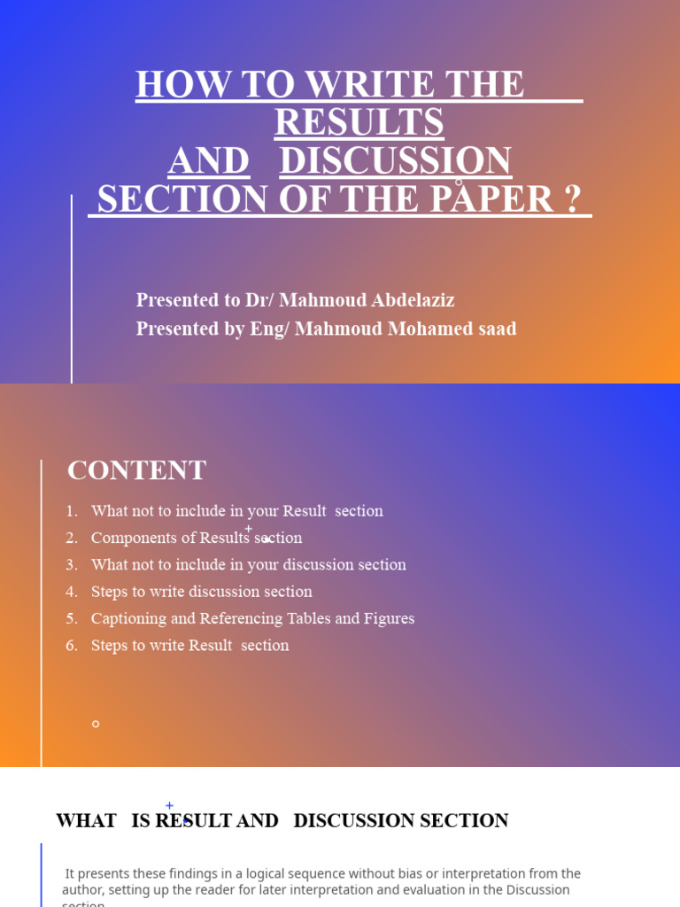 How To Write The Results and Discussion Section of The Paper | PDF ...