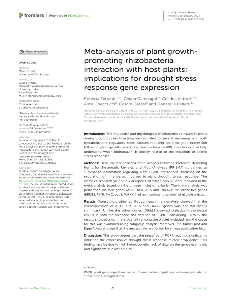 Fpls 14 1282553 1 | PDF | Effect Size | Meta Analysis