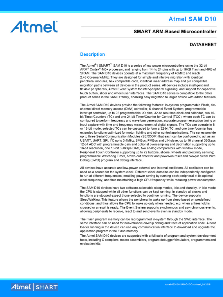 ATSAMD10D14 | PDF | Microcontroller | Electronic Engineering