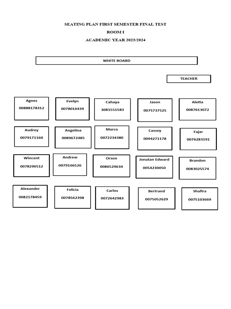 Exam Seating Plan 2023/2024 | PDF