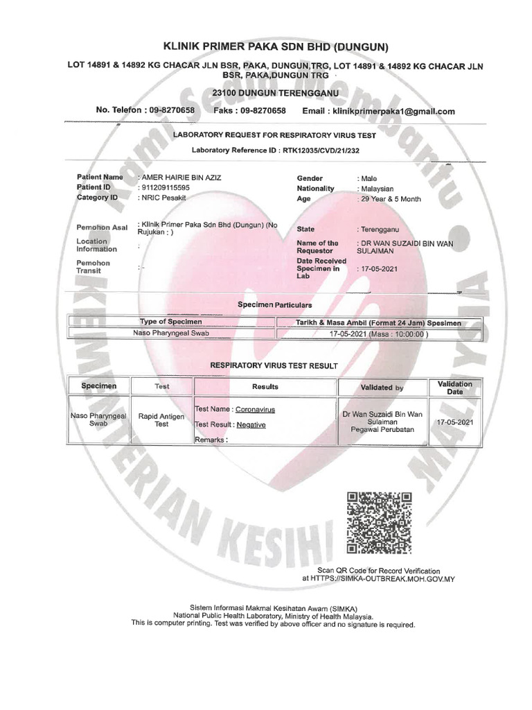 Result Swab Test - 2 | PDF