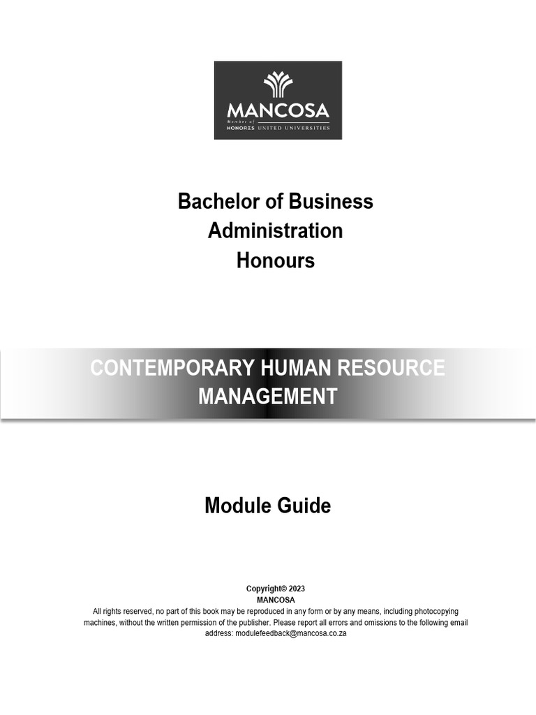 BBA HONS - 1-Contemporary Human Resource Management | PDF | Human ...