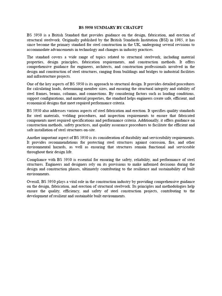 BS 5950 Summary by Chatgpt | PDF | Structural Steel | Steel