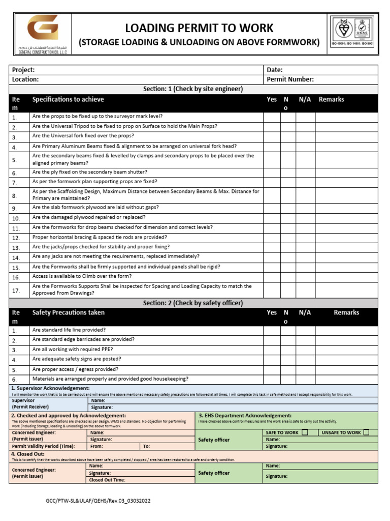 23. Loading Permit for Above Formworks | PDF | Beam (Structure) | Civil ...