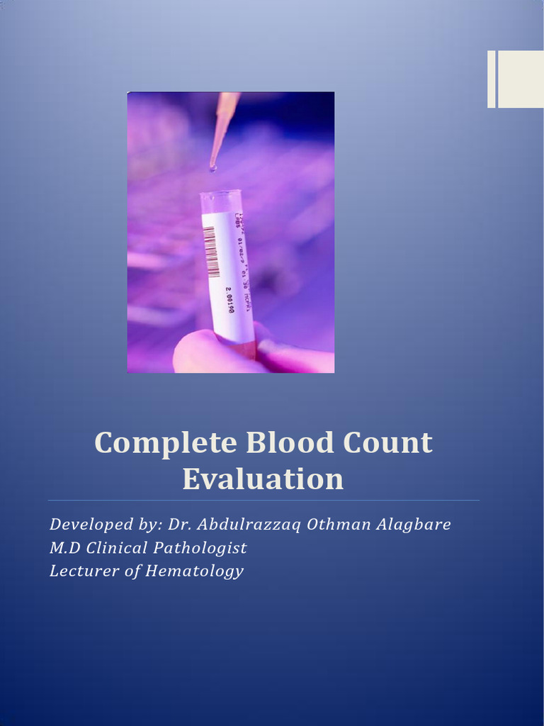 Complete Blood Count Evaluation Pdf Anemia Red Blood Cell