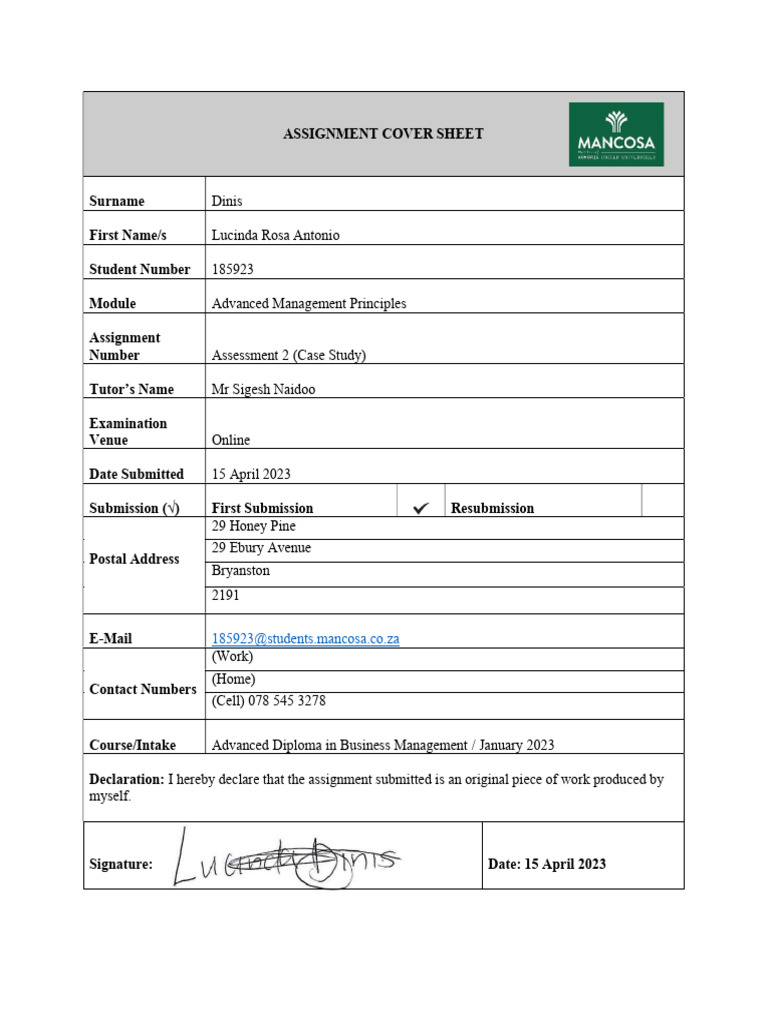 CSTUDY Jan23 ADBM AMP7 Lucinda Dinis | PDF | Menu | Restaurants