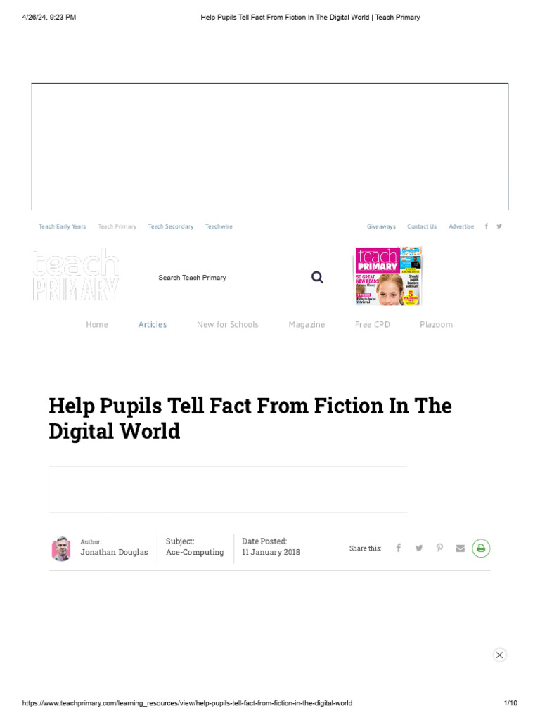 Help Pupils Tell Fact From Fiction in The Digital World - Teach Primary ...
