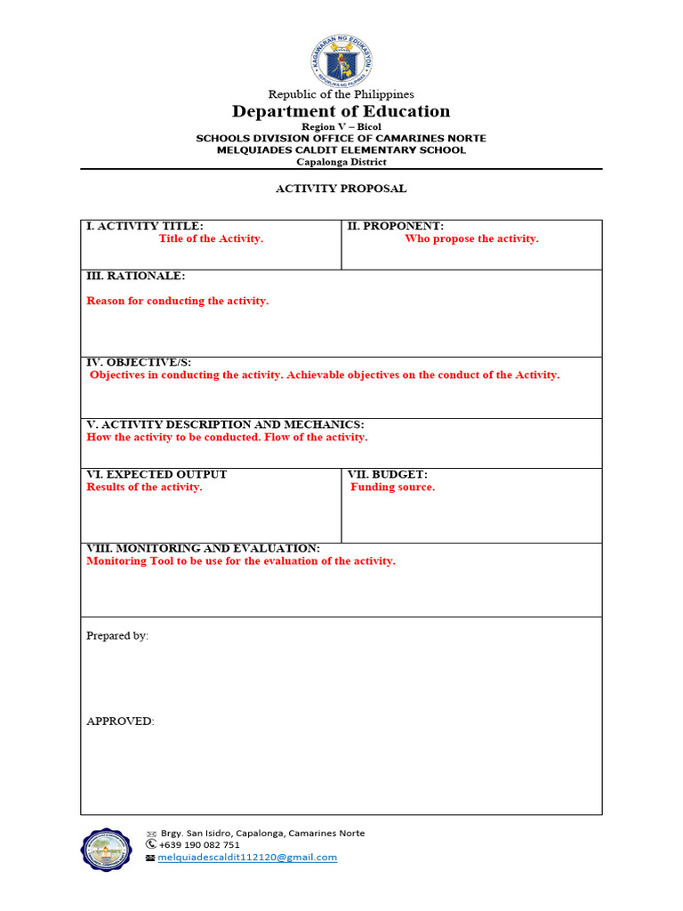 Template School Activity Proposal 2024 | PDF