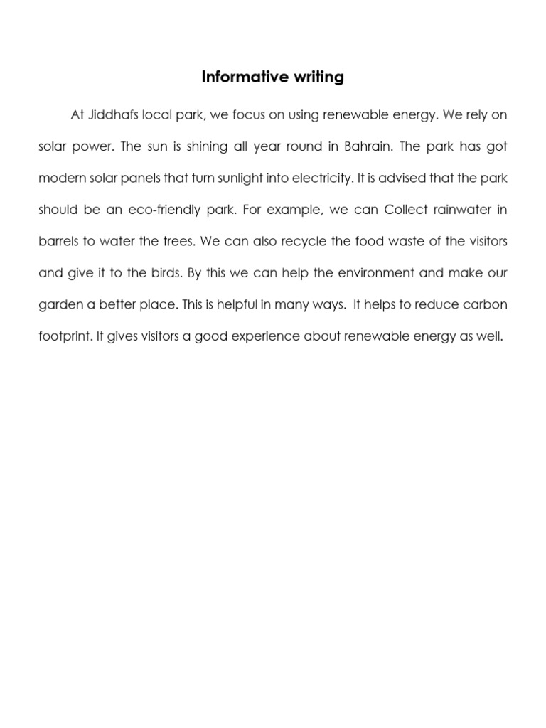 Informative Writing Sample 1+paragraph 3 | PDF