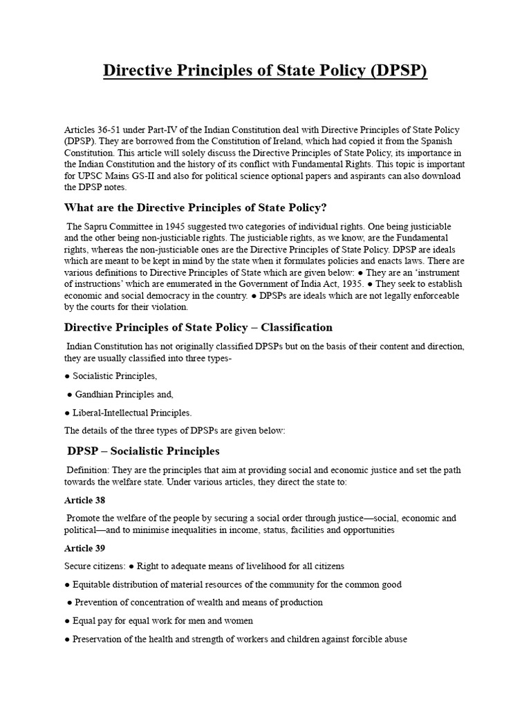 Understanding Directive Principles of State Policy | PDF | Justice ...
