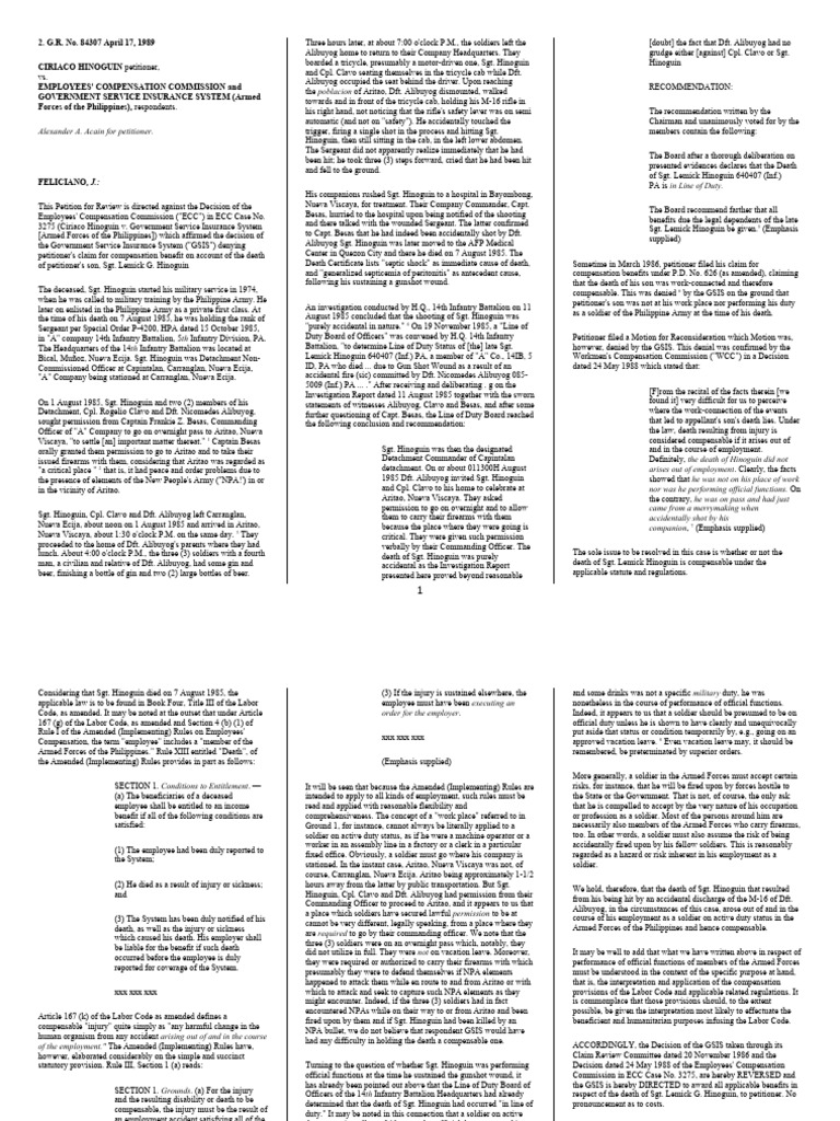 Hinoguin vs. Employees' Compensation Commission | PDF | Employment ...