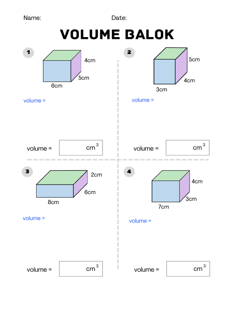 Surface Area of Cuboids - Printable Worksheet | PDF