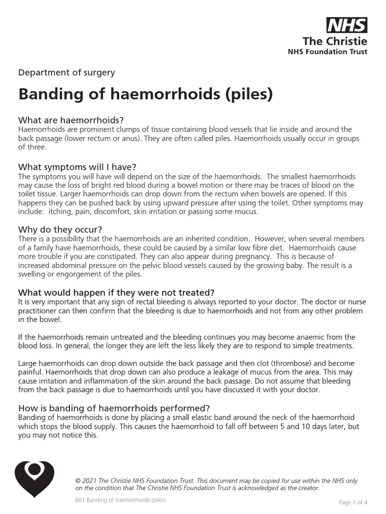 Haemorrhoid Banding: Patient Guide | PDF | Hemorrhoid | Rectum