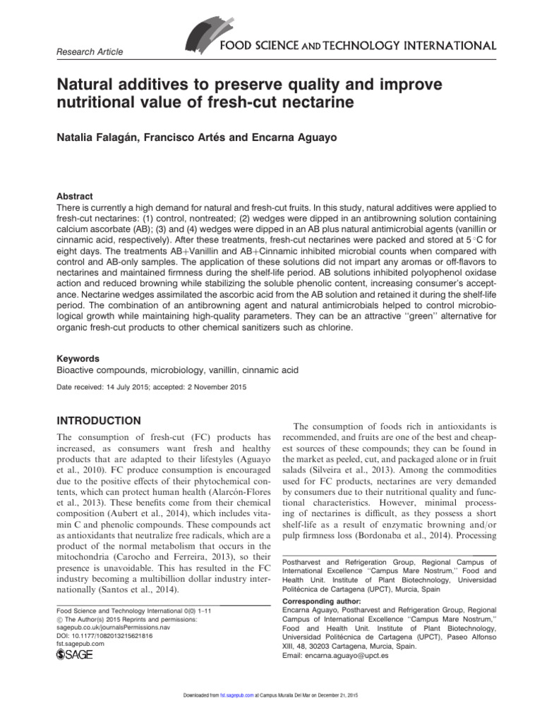 2015 Natural Additives For Fresh-Cut Nectarines - Falagan FSTI Author ...