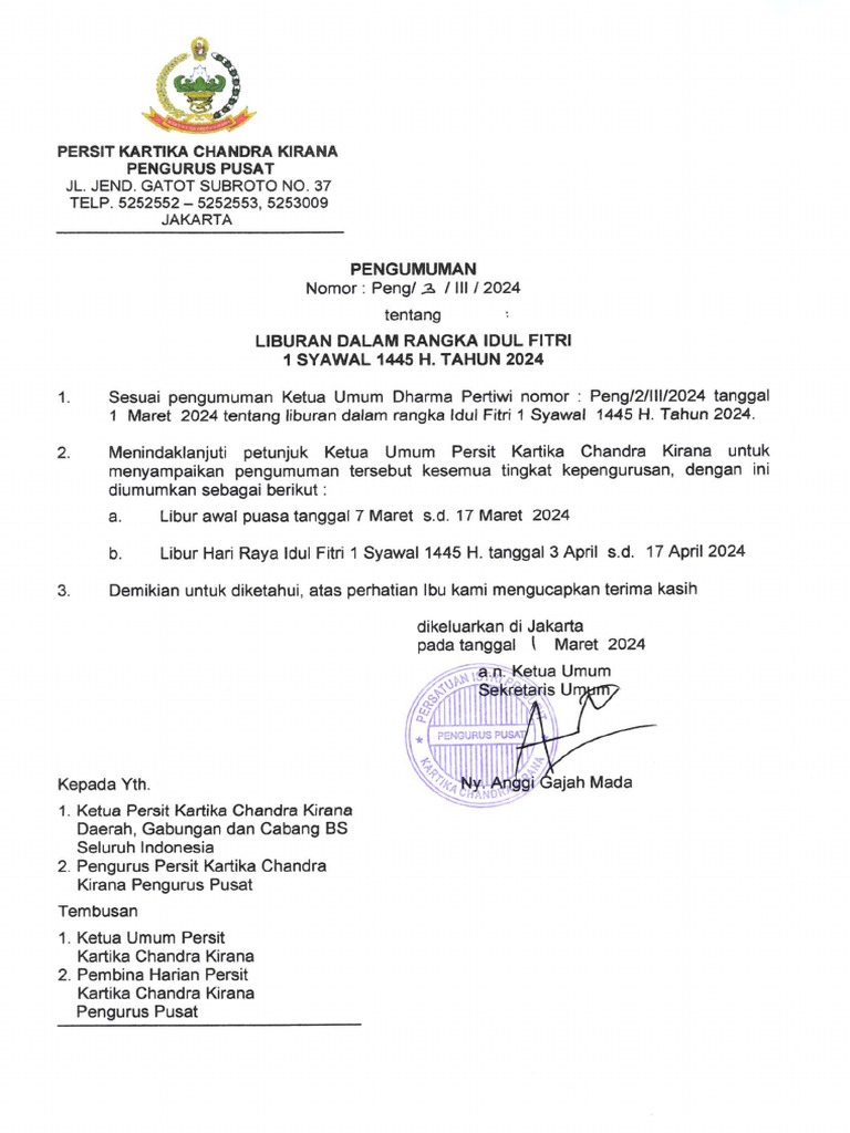 Pengumuman Libur Awal Ramadhan | PDF