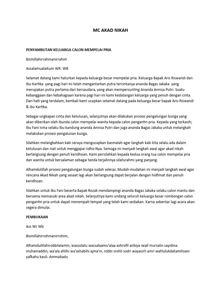 MC Akad Nikah | PDF