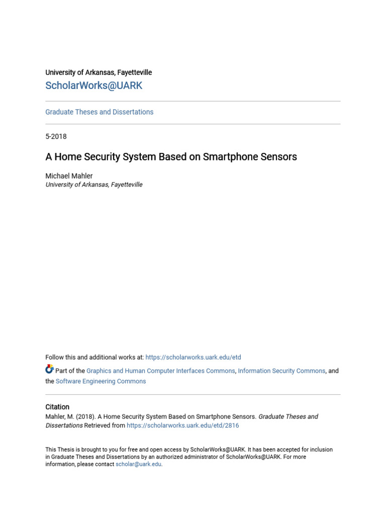 A Home Security System Based On Smartphone Sensors | PDF | Smartphone | Accelerometer