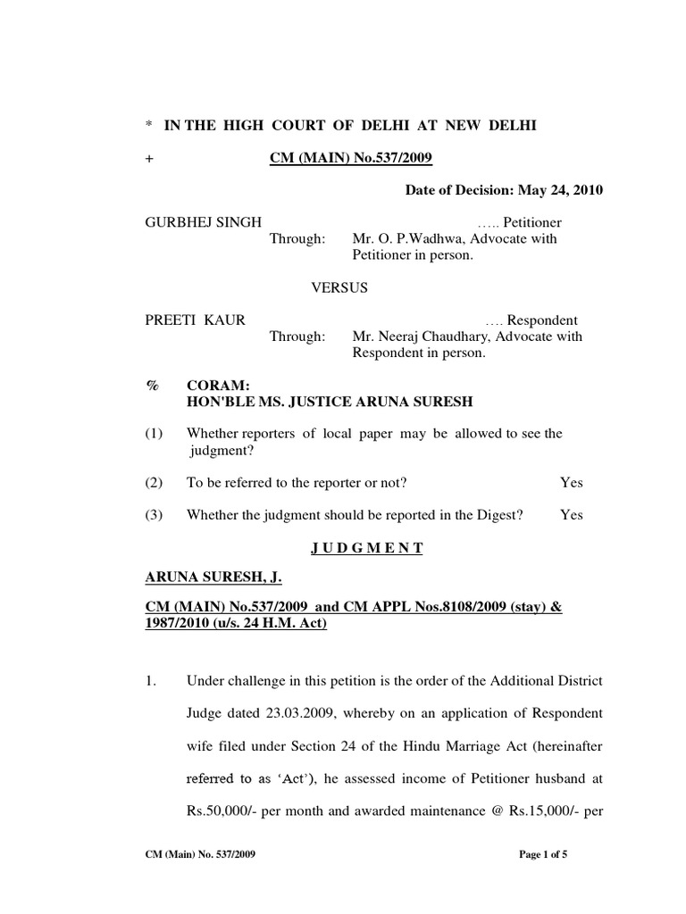 Gurbhej Singh V Preeti Kaur | PDF | Salary | Lawsuit