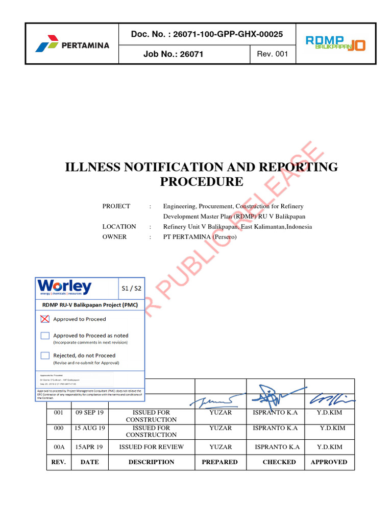 Illness Reporting Procedure for Refinery | PDF | Occupational Safety ...