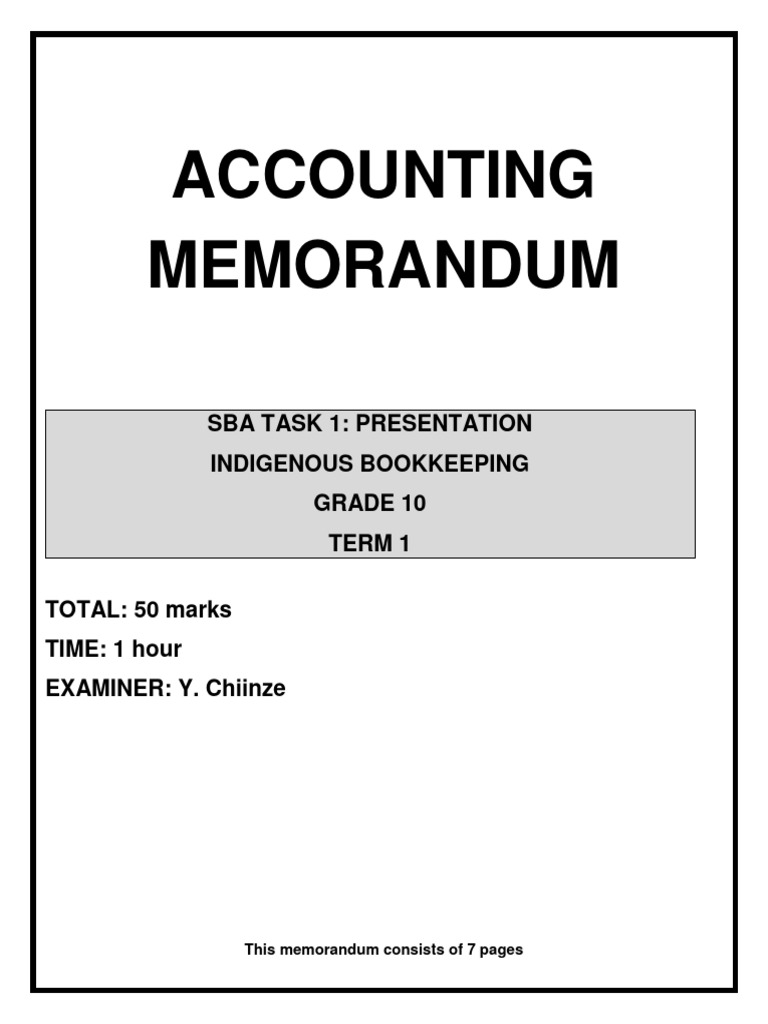 Grade 10 ACCOUNTING Memo | PDF | Cost Of Goods Sold | Business Economics