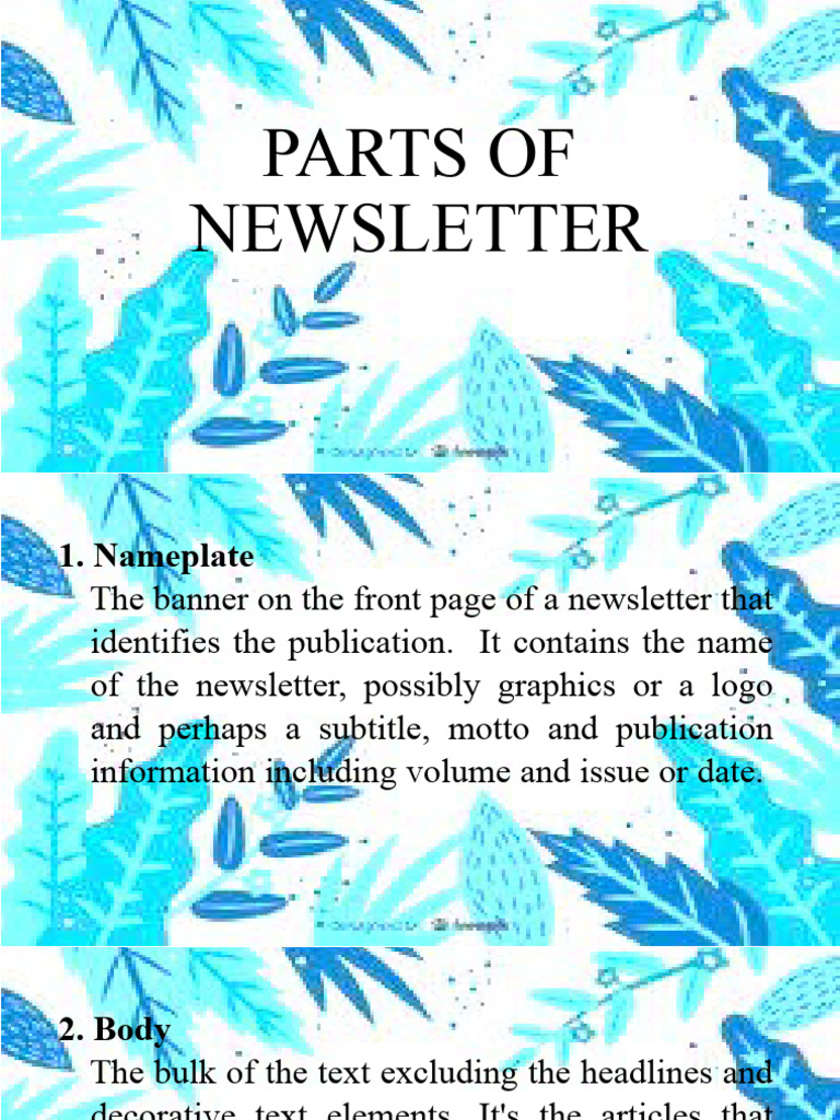 Parts of Newsletter | PDF | Mail | Page Layout