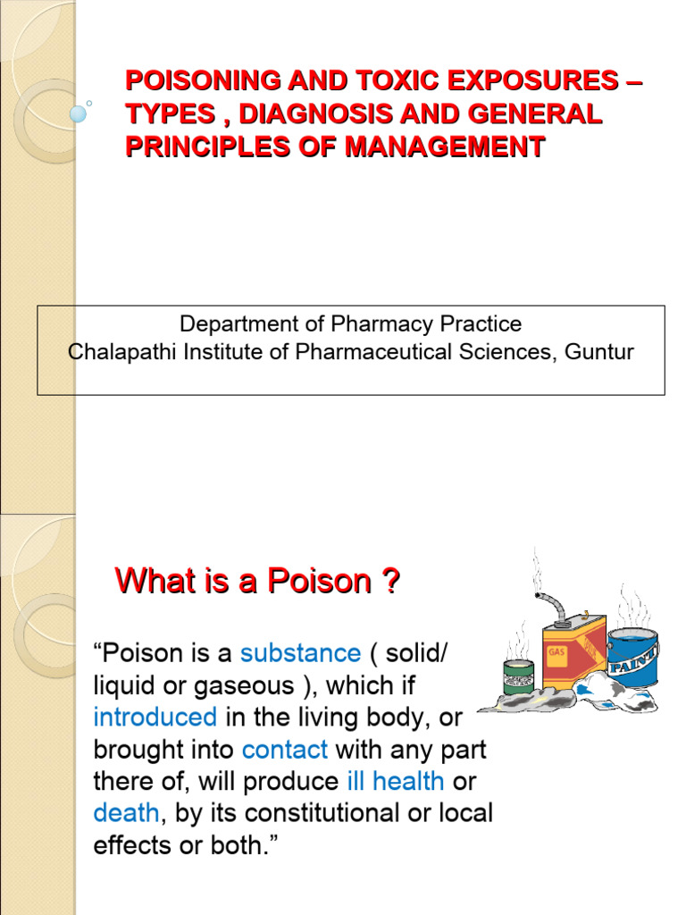 Types and Management of Poisoning | PDF | Poison | Vomiting