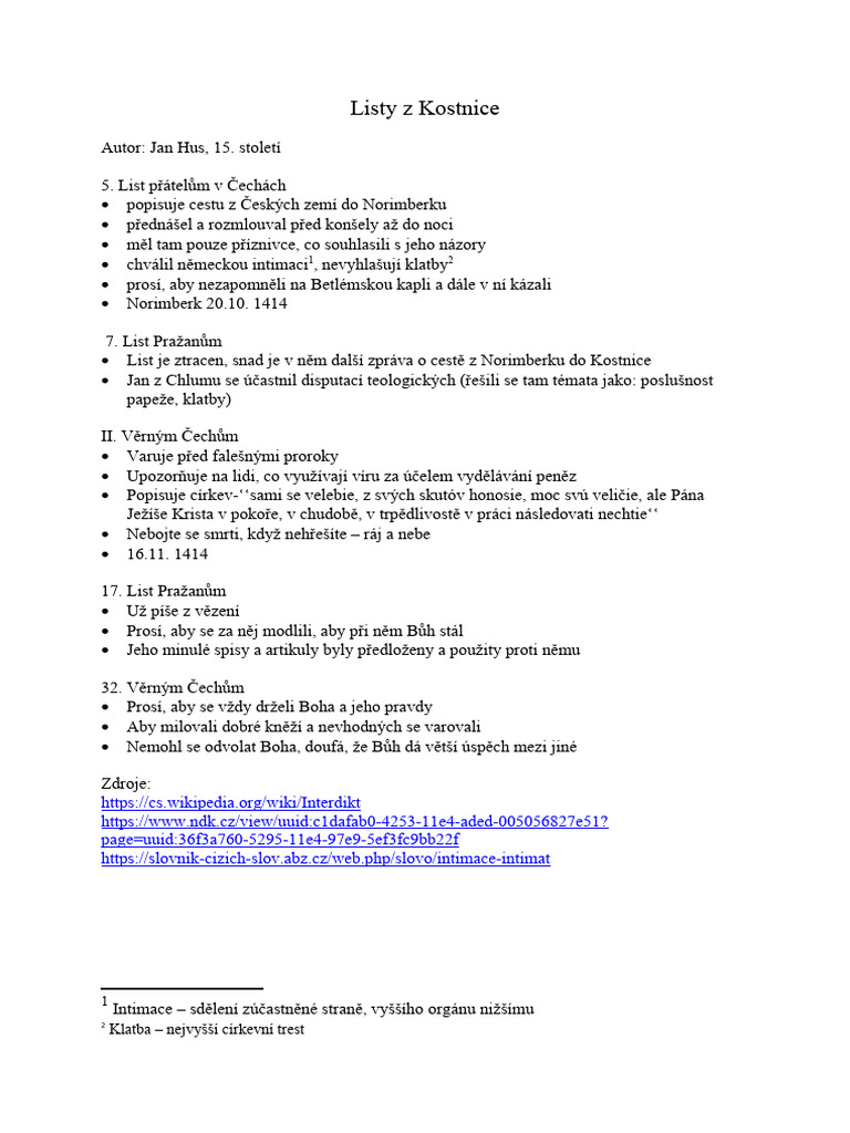 Listy z Kostnice | PDF