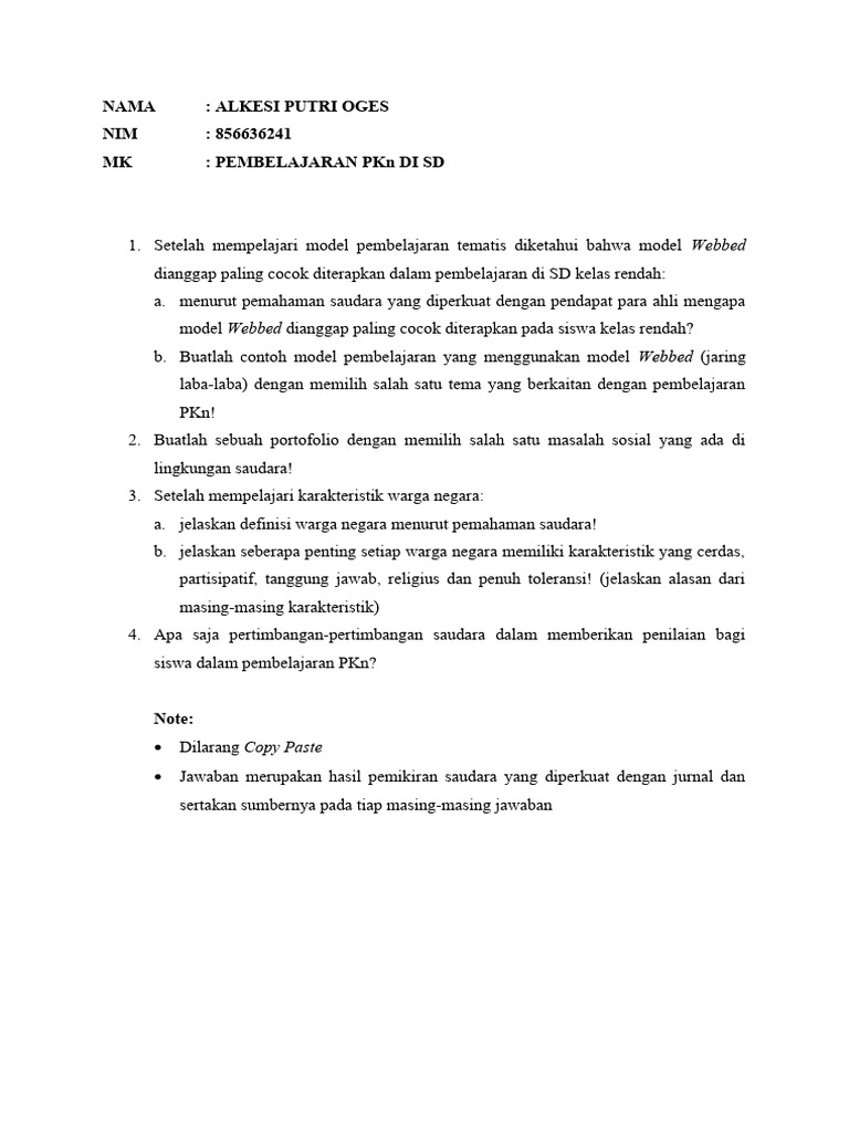 Tugas 3 PEMBELAJARAN PKN Di SD | PDF