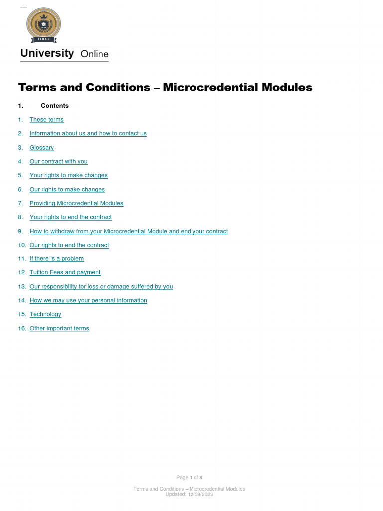 UoEO TCs Microcredential Modules 12.09.23 1 (1) Add Logo | PDF | Advertising | Intellectual Property