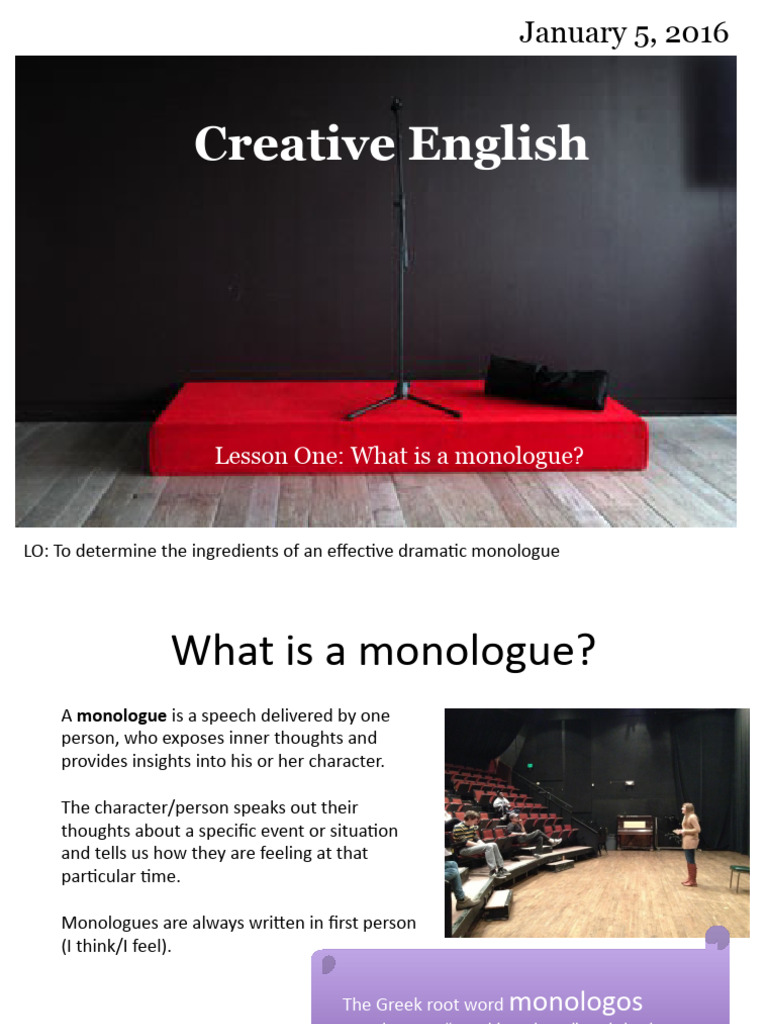 Lesson One Intro To Monologue | PDF | Monologue