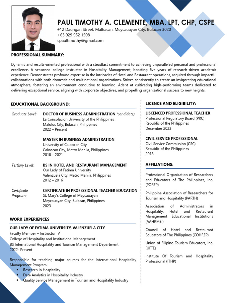 CV - Clemente, Paul Timothy | PDF | Metro Manila | Business