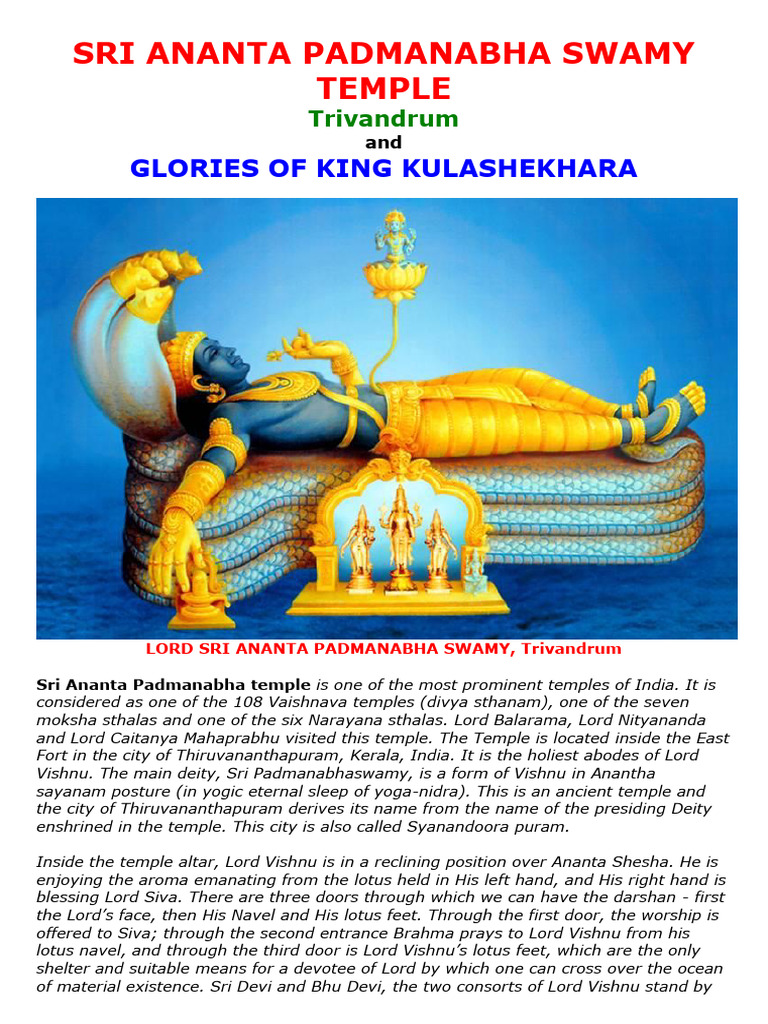 Sri Ananta Padmanabha Swamy Temple Trivandrum | PDF | Sita | Vishnu