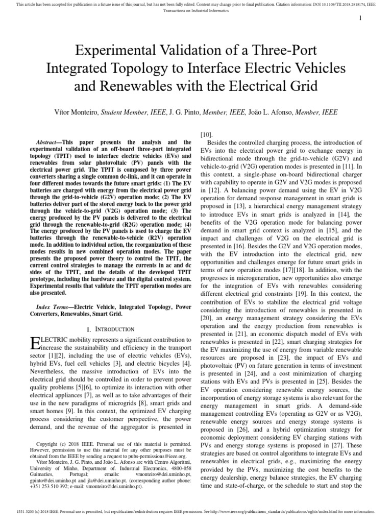Experimental Validation of A Three-Port Integrated Topology To Interface Electric Vehicles and ...