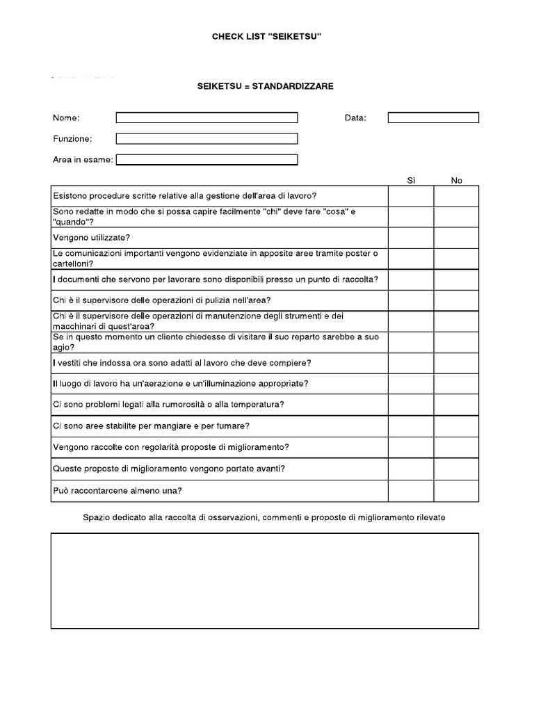 Seiketsu Check List | PDF