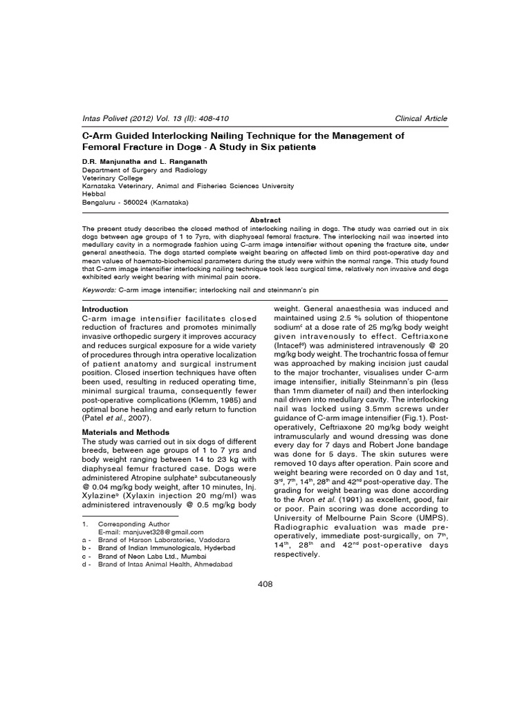 C-Arm Guided Interlocking Nailing Technique For The Management of | PDF ...
