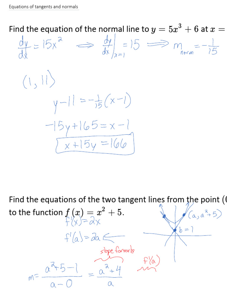 Tangents and Normals in Calculus | PDF