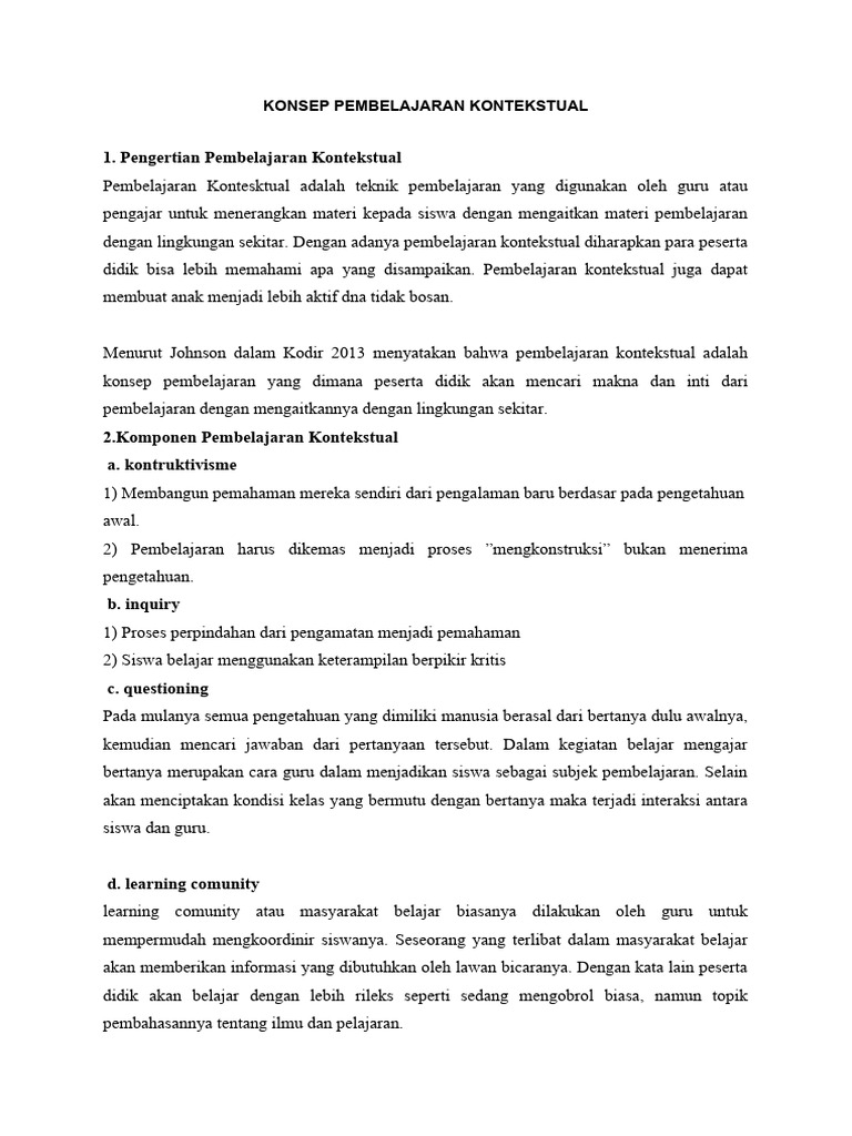 Pembelajaran Kontekstual | PDF | Kesehatan Holistik | Sains & Matematika