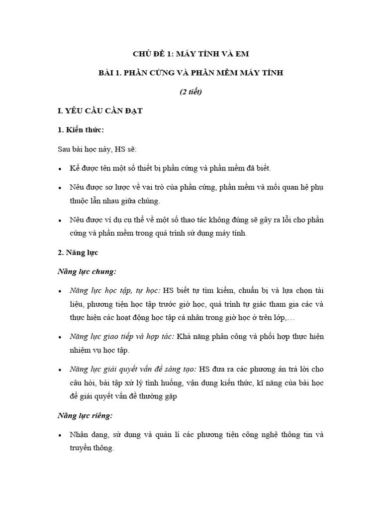 Giao An Lop 4 Mon Tin Hoc KNTT | PDF