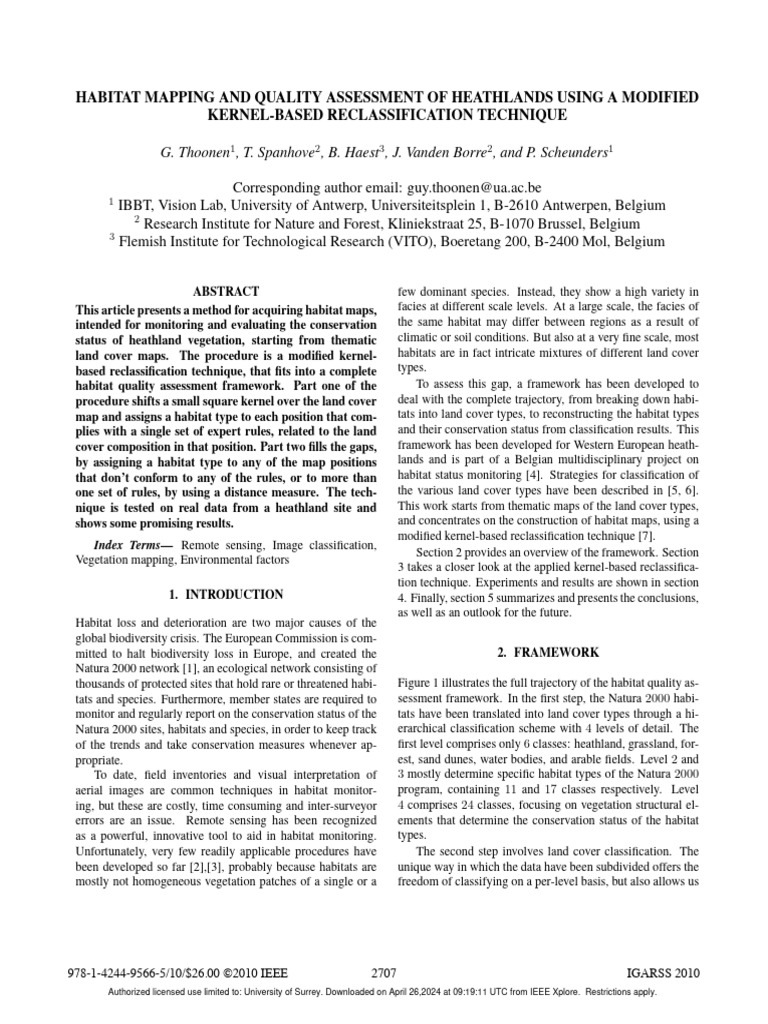 Habitat Mapping and Quality Assessment of Heathlands Using A Modified ...