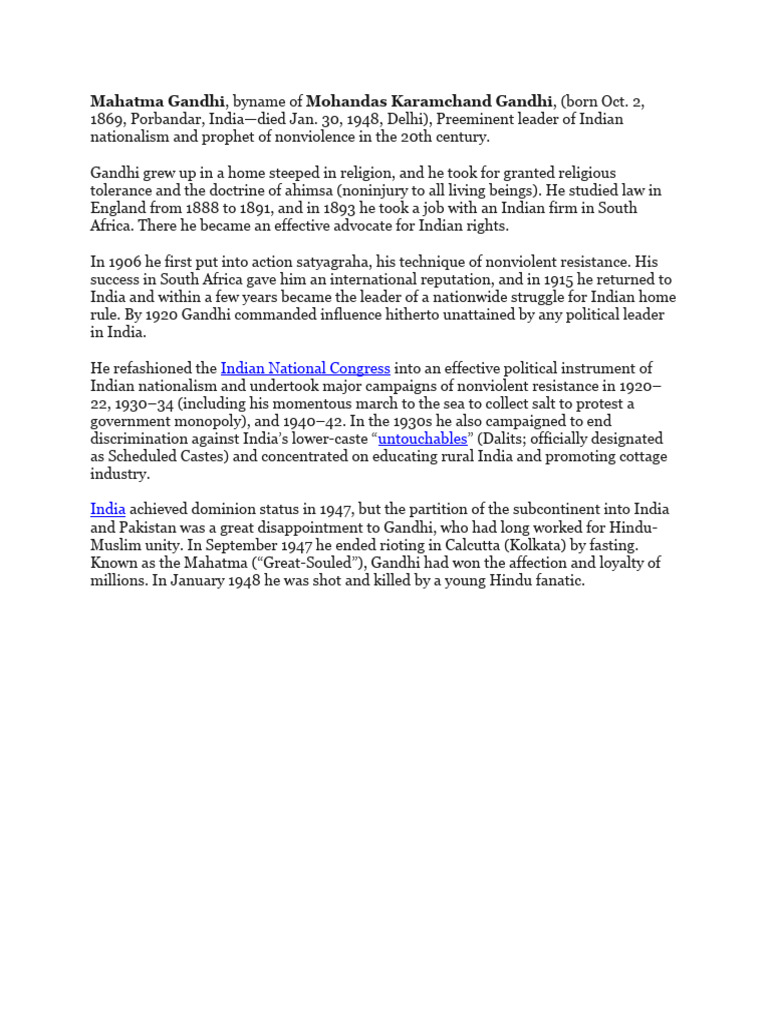 Biography MK Gandhi | PDF