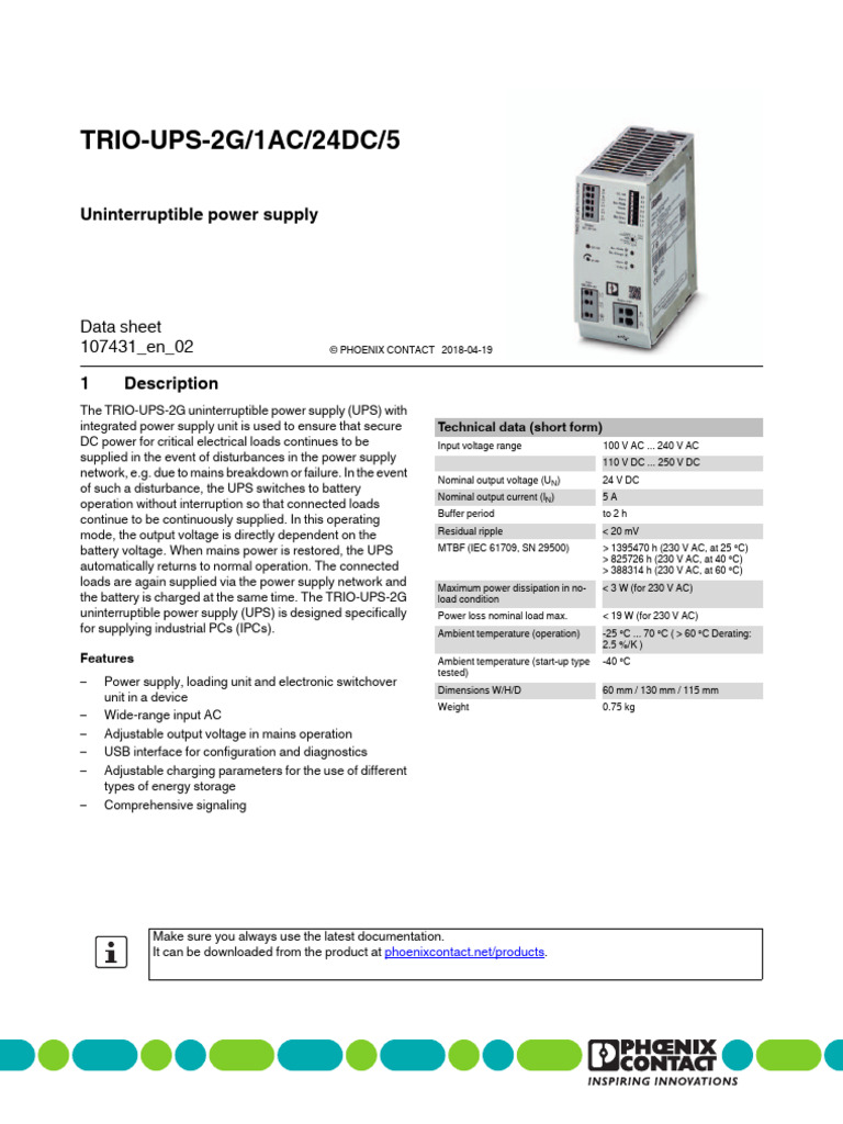 DB en Trio Ups 2g 1ac 24dc 5 107431 en 02 | Download Free PDF | Power ...