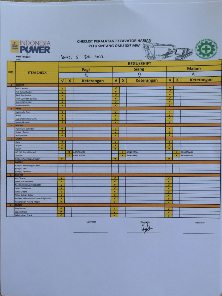 Checklist Exca | PDF