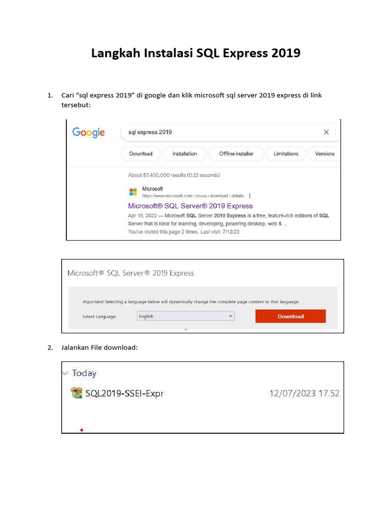 Langkah Instalasi SQL Express 2019 | PDF