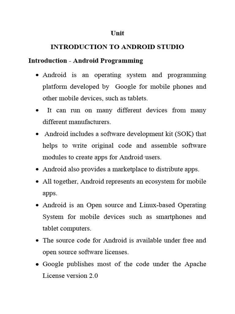 ANDROID STUDIO Architecture | PDF | Android (Operating System) | Application Software
