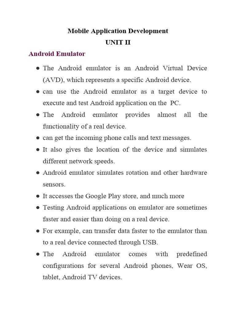 Android Emulator | PDF | Android (Operating System) | Mobile App