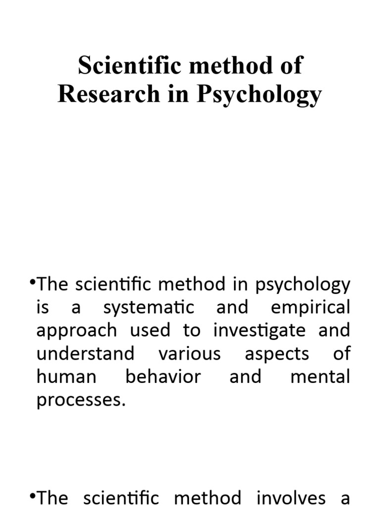 Scientific Method in Psychology | PDF | Methodology | Scientific Method